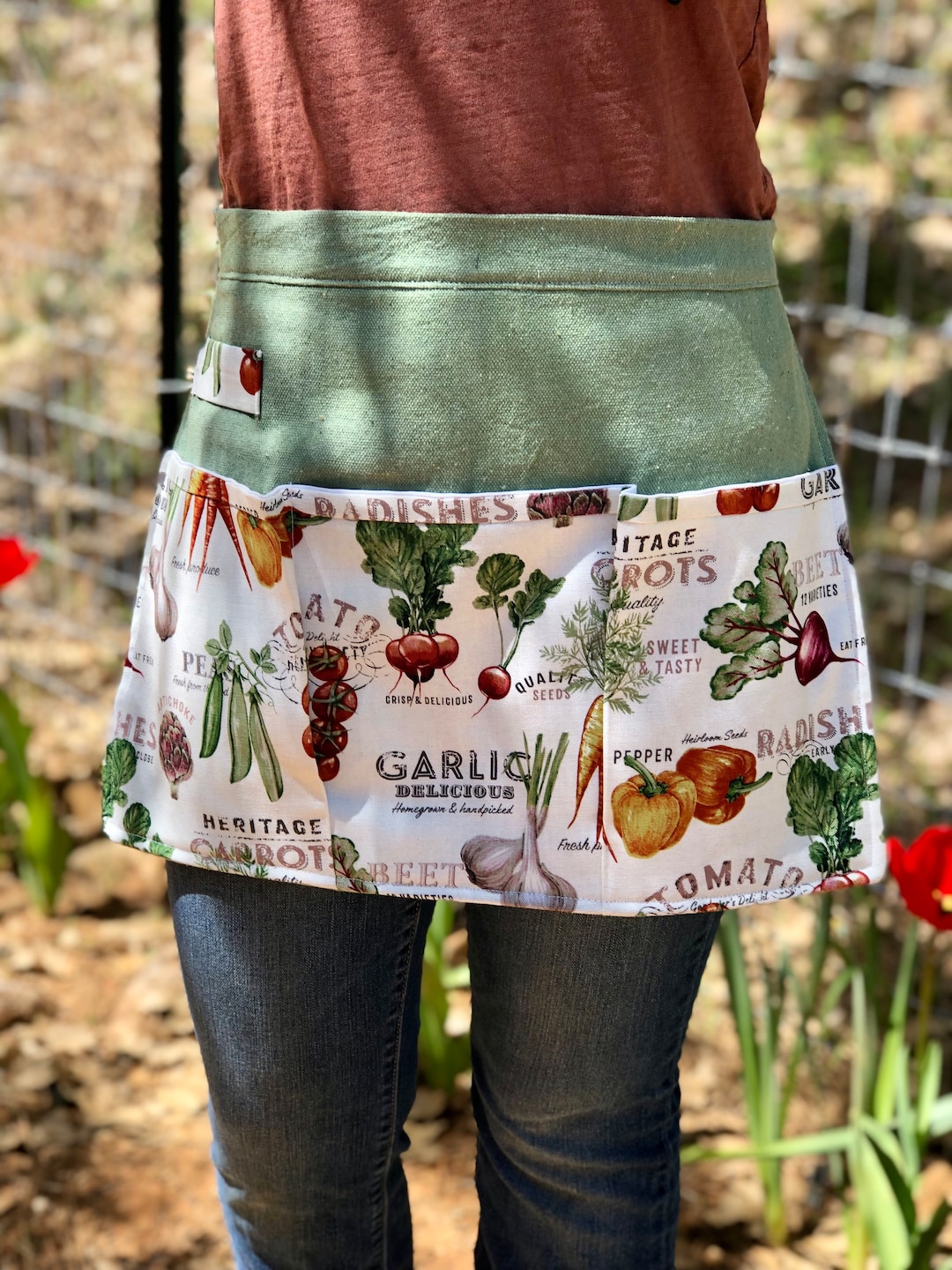 Veggie Apron, Garden Apron With Pockets, Gardening Gift, Vegetable Garden Apron, Vegetable Apron ...