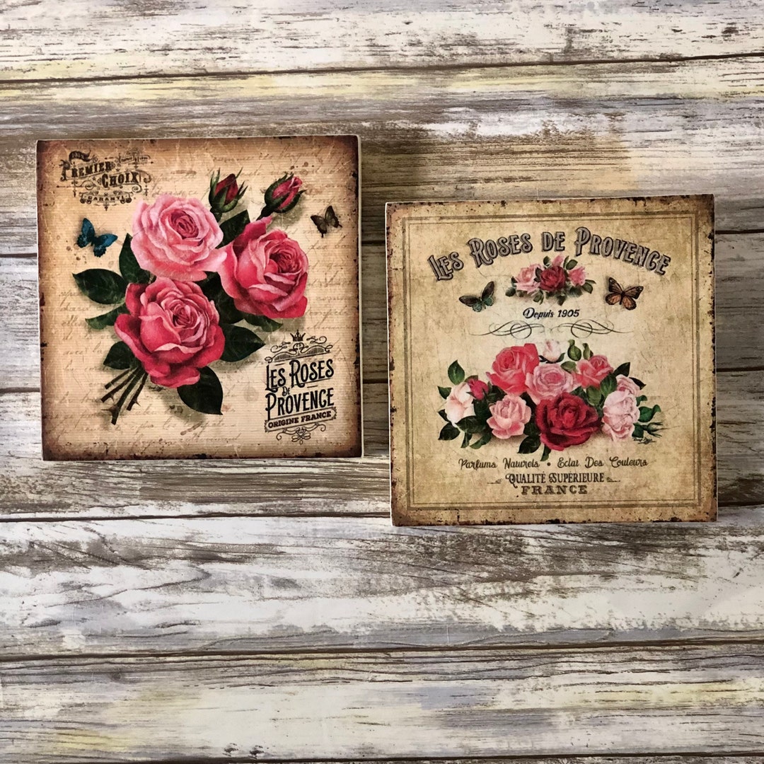 French Rose Signs French Flower Decor Vintage Rose Art - Etsy