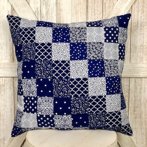 Blue Patchwork Pillow Set: Shabby Chic Country Decor (14x14) - Etsy