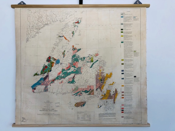 1955 Original Geological Map of the ISLAND OF NEWFOUNDLAND / - Etsy