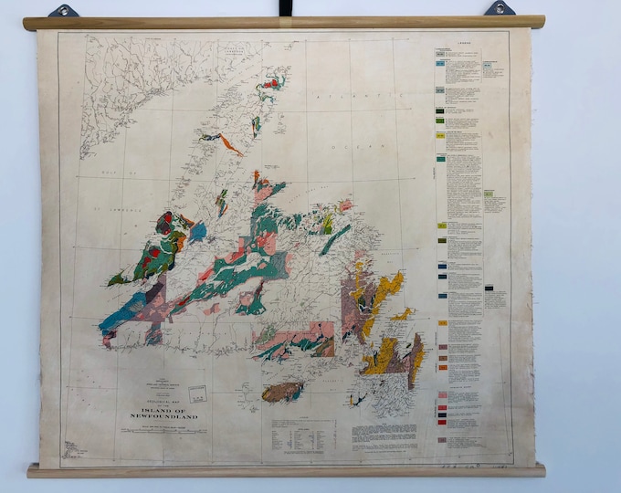 1955 Original Geological Map of the ISLAND OF NEWFOUNDLAND / 1955 Carte ...