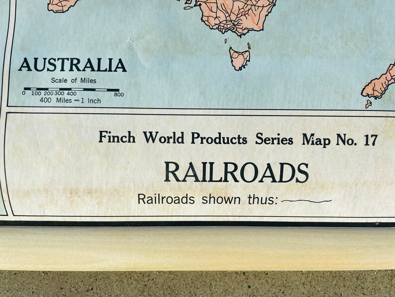1960's A.J. Nystrom & Co. Pull Down School Map No. 17 RAILROADS / 1960 ...