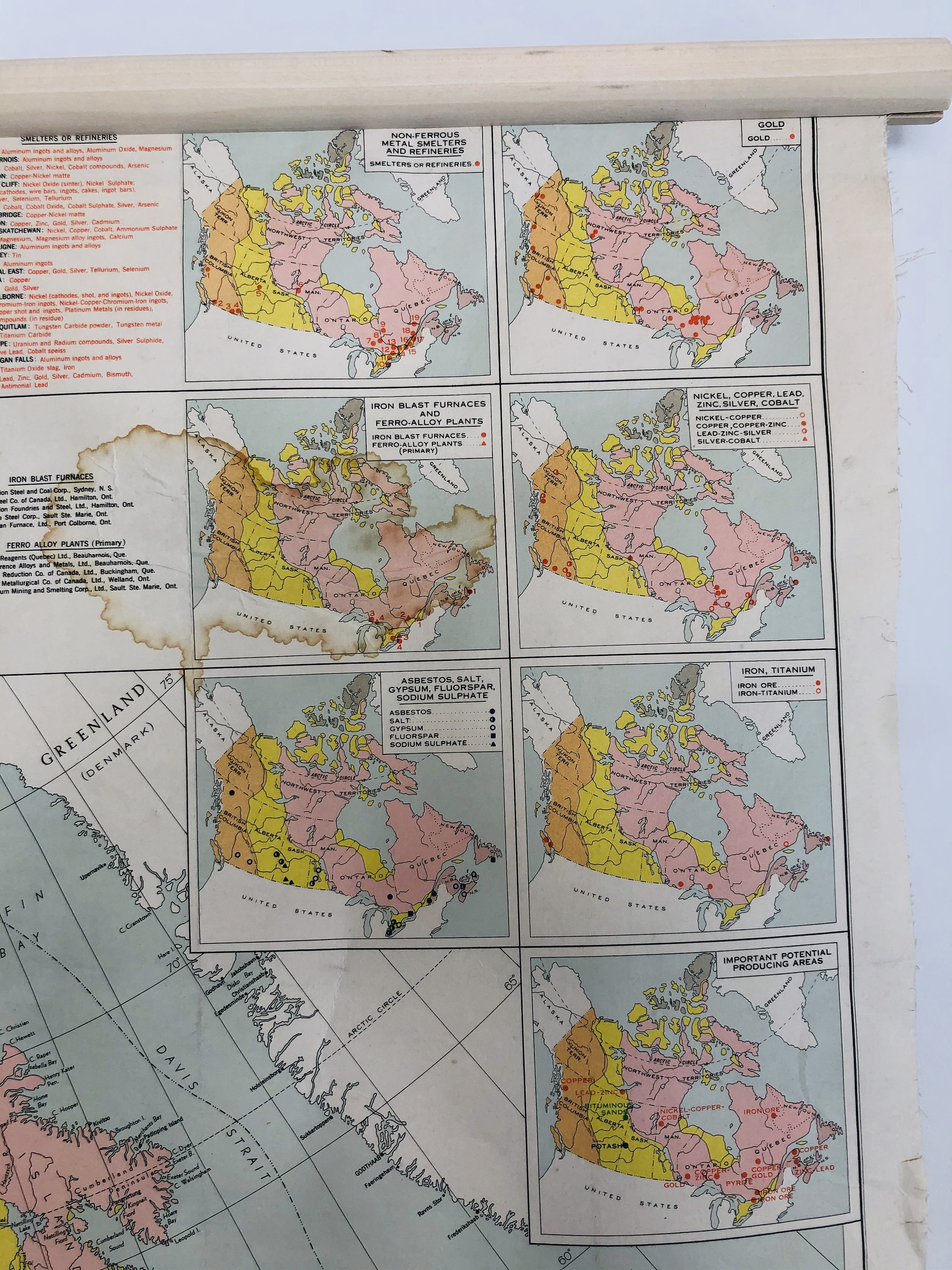 1954 Original School Map Principal Mining Areas Producing Mines Of