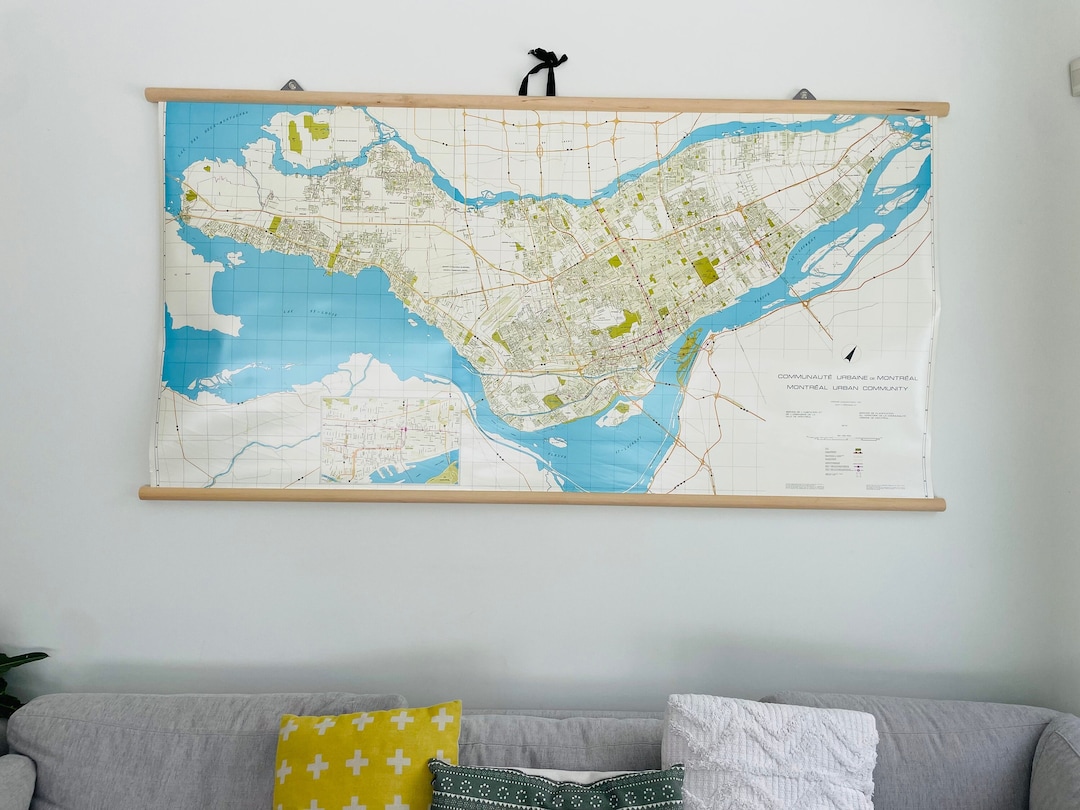 1974 Original Vintage Map of MONTREAL Urban Community / 1974 Vintage ...