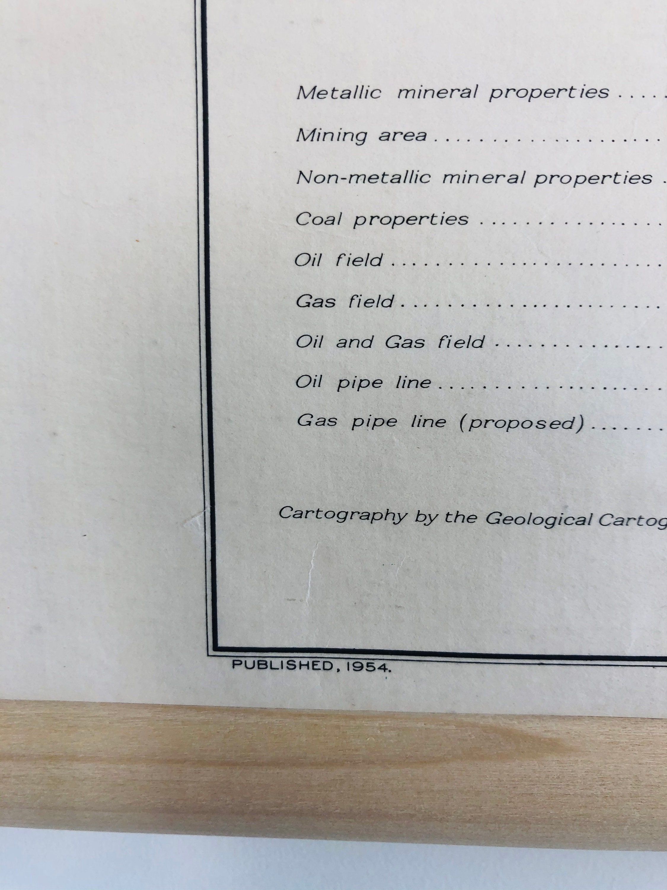 1954 Original School Map Principal Mining Areas Producing Etsy