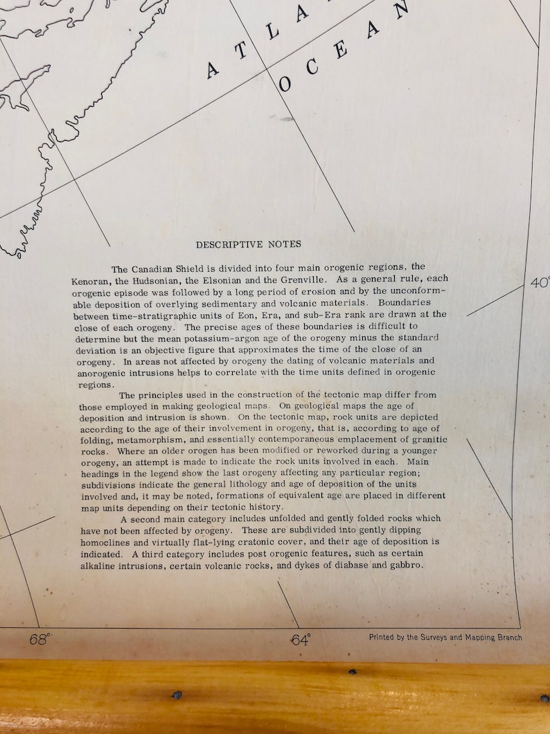 1965 Original TECTONIC Map of the CANADIAN SHIELD / 1965 Carte | Etsy