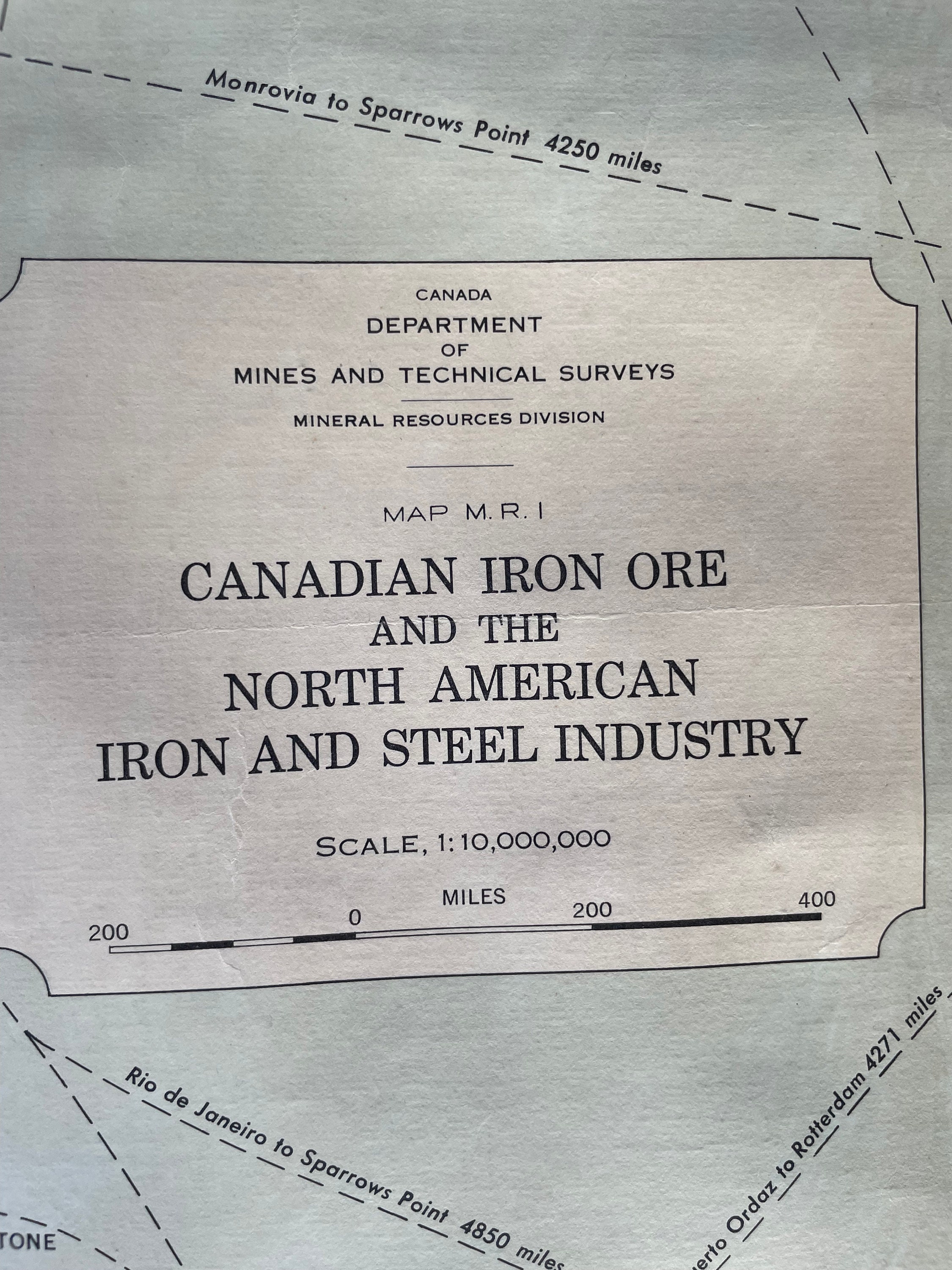 1958 Original School Map Canadian Iron Ore and the North American Iron ...