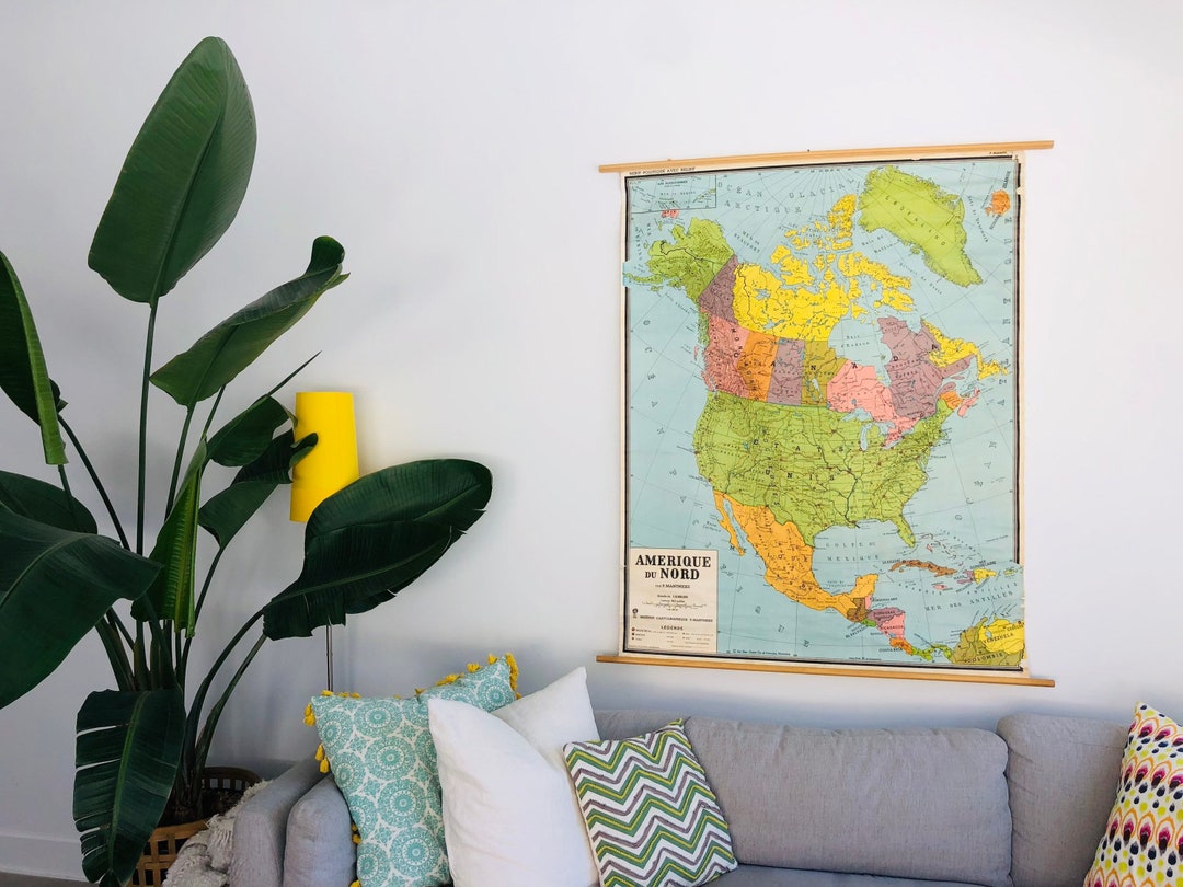 1970's Original Vintage School Map North America french /1970's Map ...