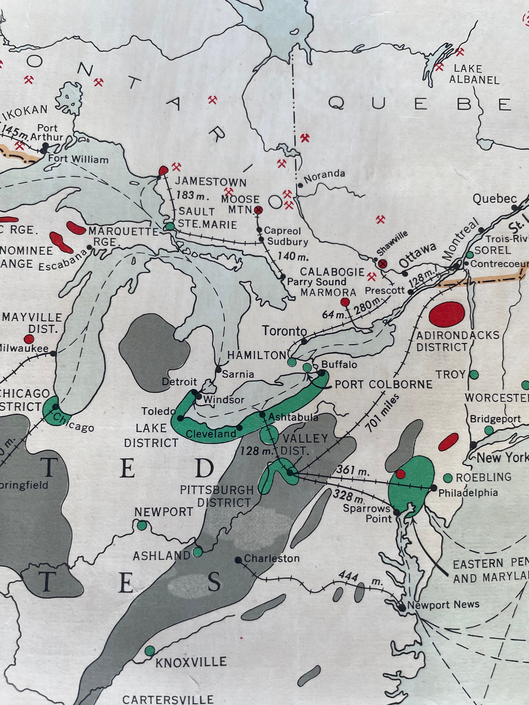 1958 Original School Map Canadian Iron Ore and the North American Iron ...