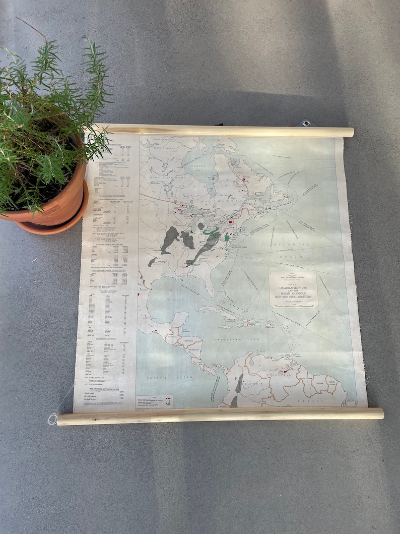 1958 Original School Map Canadian Iron Ore and the North American Iron ...