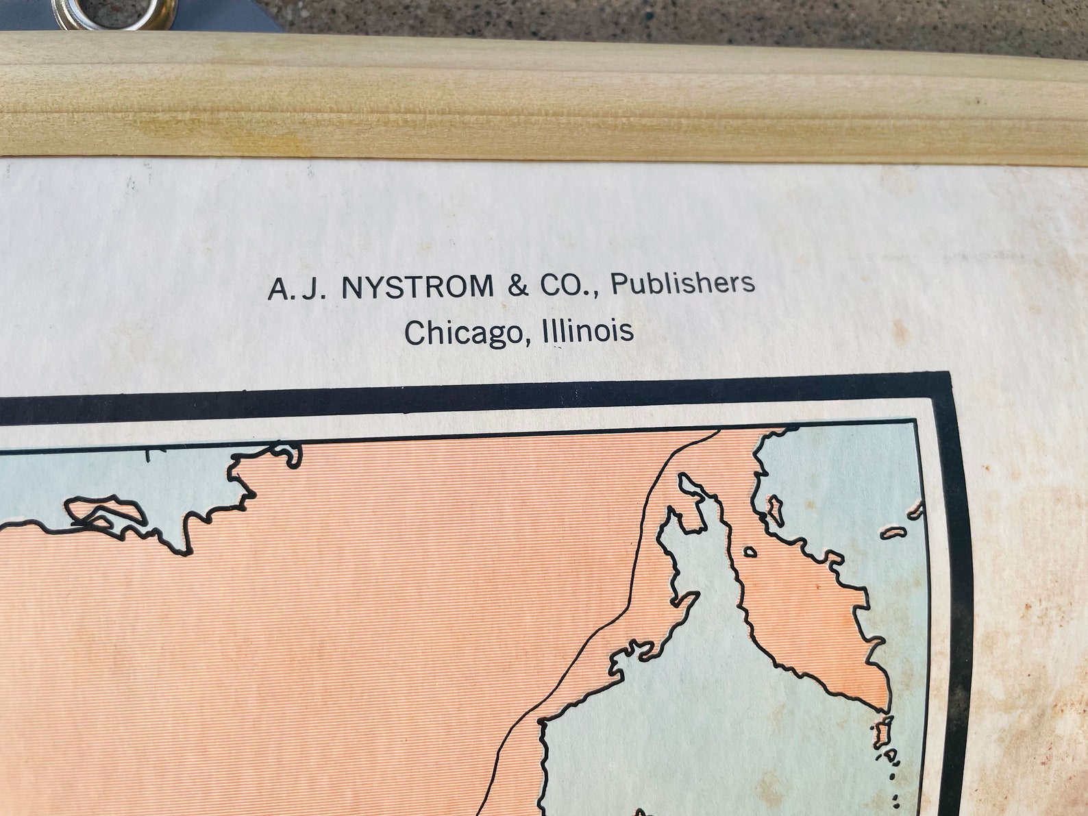 1960's A.J. Nystrom & Co. Pull Down School Map No. 17 RAILROADS / 1960 ...