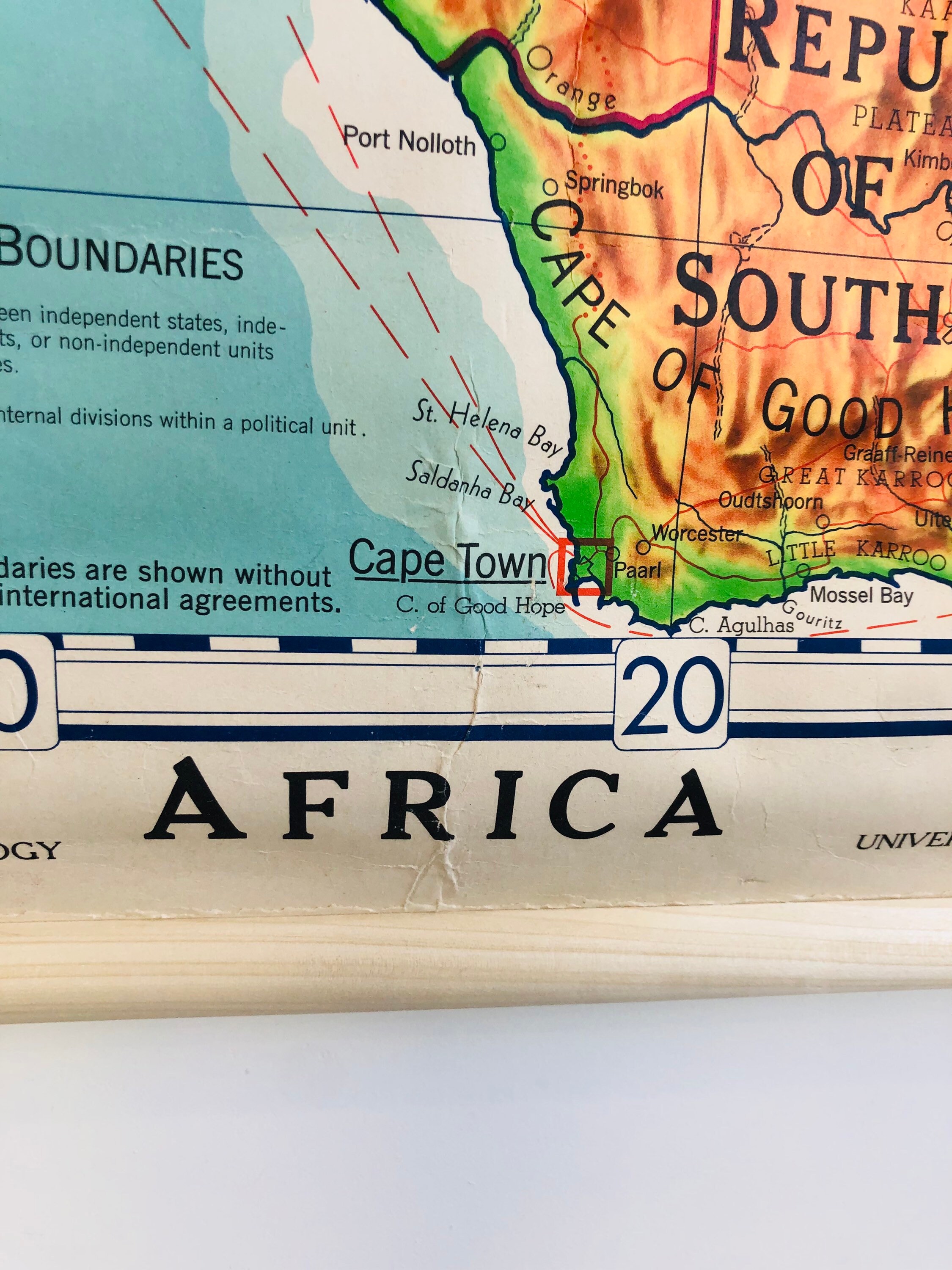 1963 Denoyer-geppert Pull Down School Map of AFRICA / 1963 Carte ...