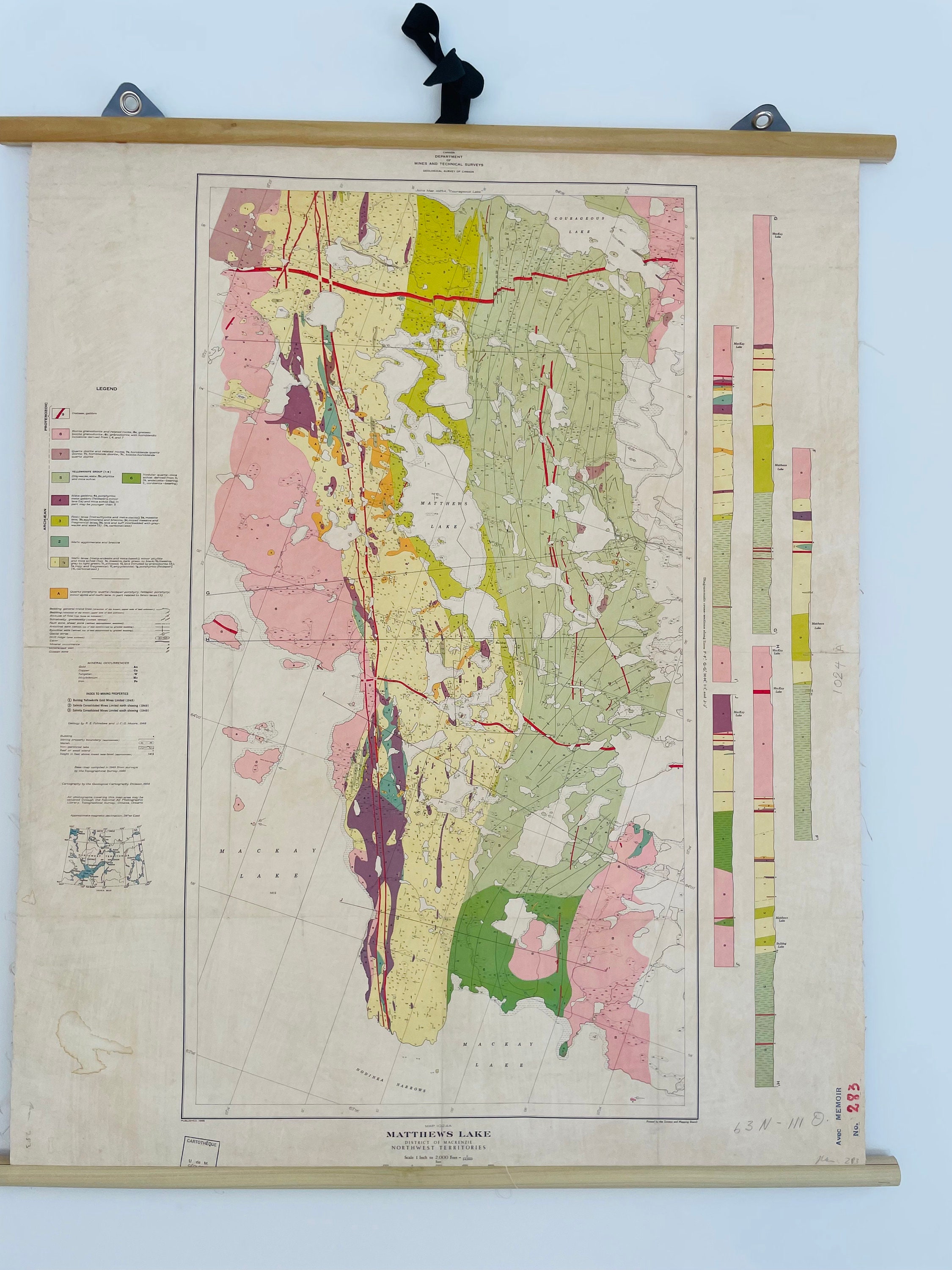 1955 Original Geological Map of MATTHEWS LAKE District of Mackenzie ...