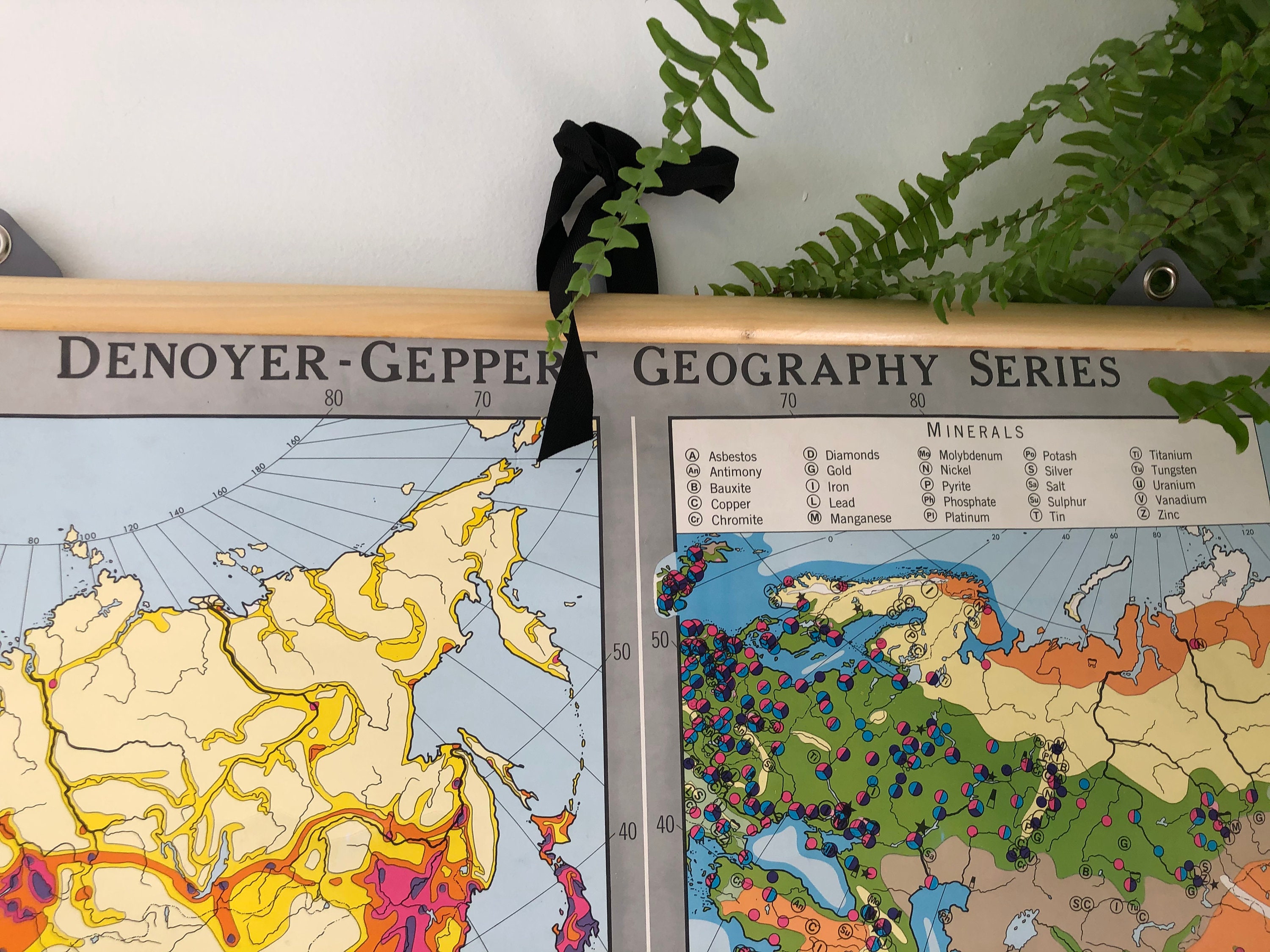 1968 Denoyer-geppert Pull Down School Map of ASIA / 1968 Denoyer ...