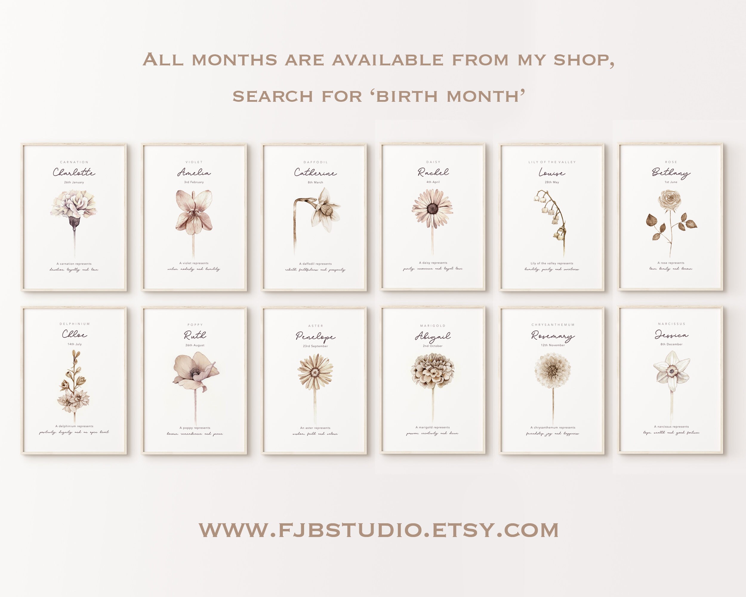 March Birth Flower Print March Birthday Gift Neutral Prints - Etsy