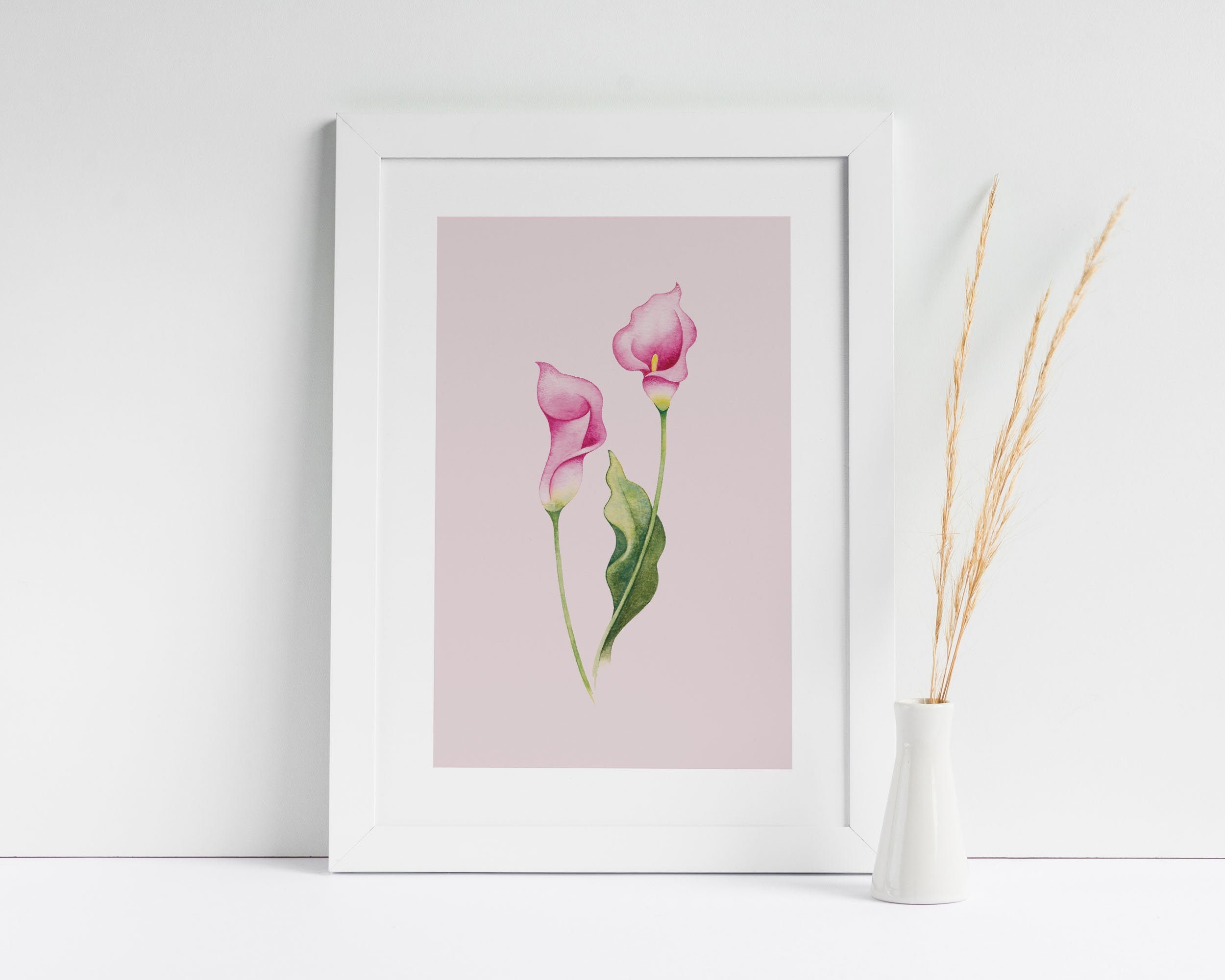 Pink Calla Lily Print Watercolour Paintings Pink Wall Art - Etsy