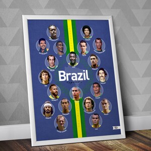Brazil Greatests / Brazilian Football Legends Art / World Cup Print ...