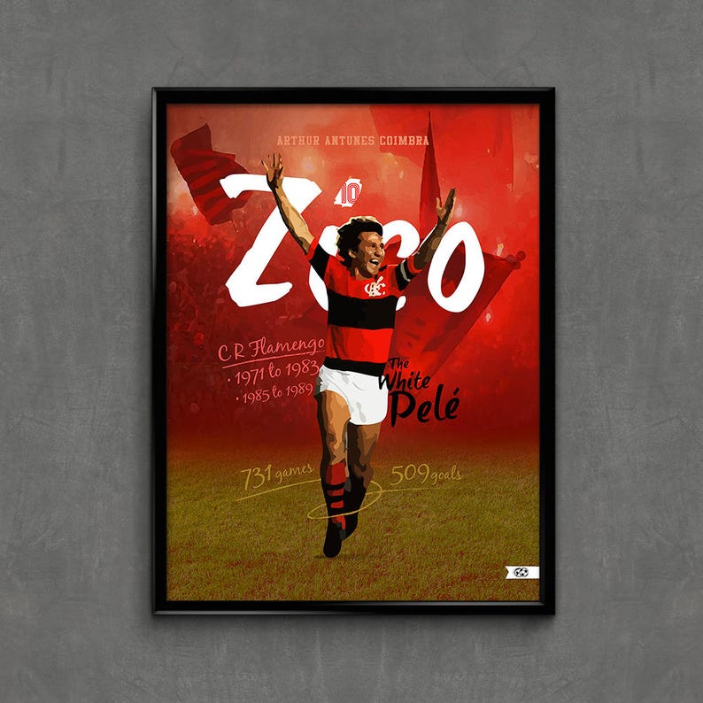 Zico the White Pelé / CR Flamengo / Illustration Poster Print - Etsy