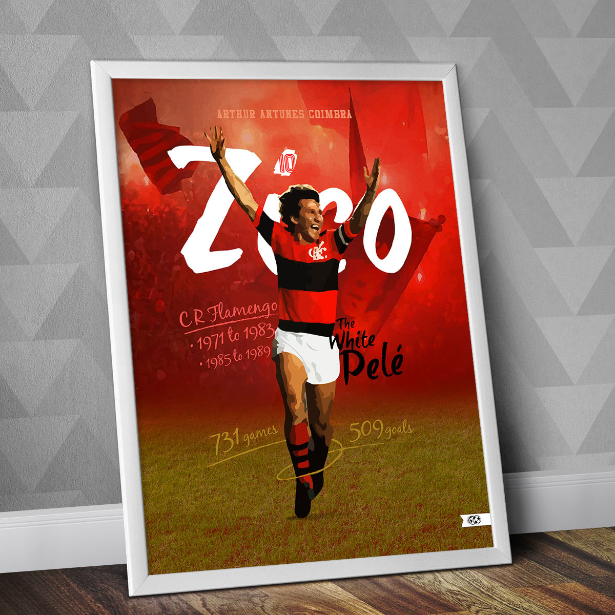 Zico the white Pelé / CR Flamengo / Illustration Poster Print | Etsy