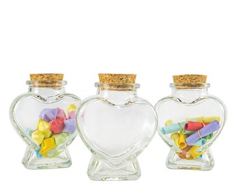 10 Mini Glass Hearts Bottles Pendants Small Wishing Bottles - Etsy