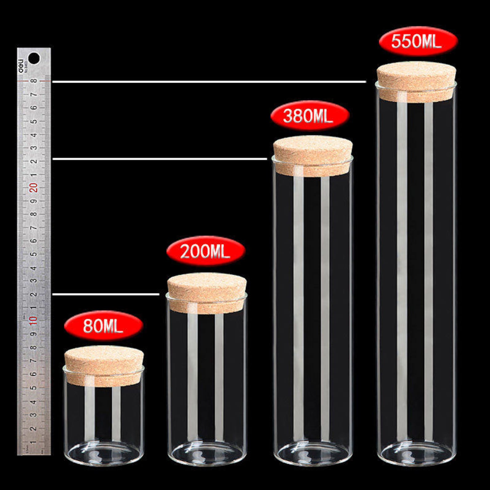 4pcs 80ml 200ml 380ml 550ml Glass Saffron Jars with Separate | Etsy