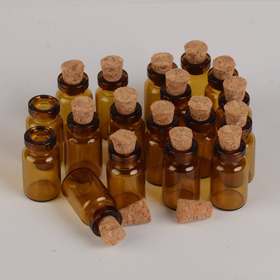 100pcs 13x24x6mm 1ml Mini Amber Glass Bottles With Cork Empty - Etsy