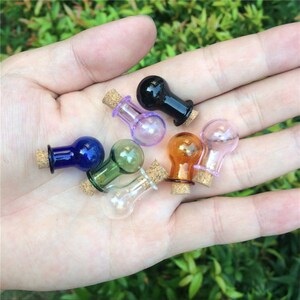 Mini Glass Bottles Ball Shape Cute Bottles With Cork Colors Vials Gift ...