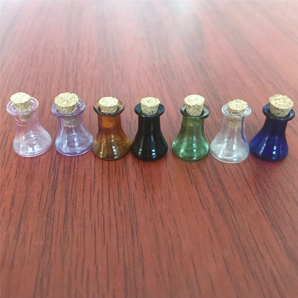 Mini Glass Color Flask Bottles Model Cute Bottles With Cork | Etsy