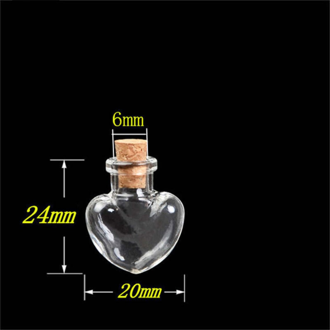 10 Love Hearts Shape Mini Cute Glass Bottles Pendants Small - Etsy