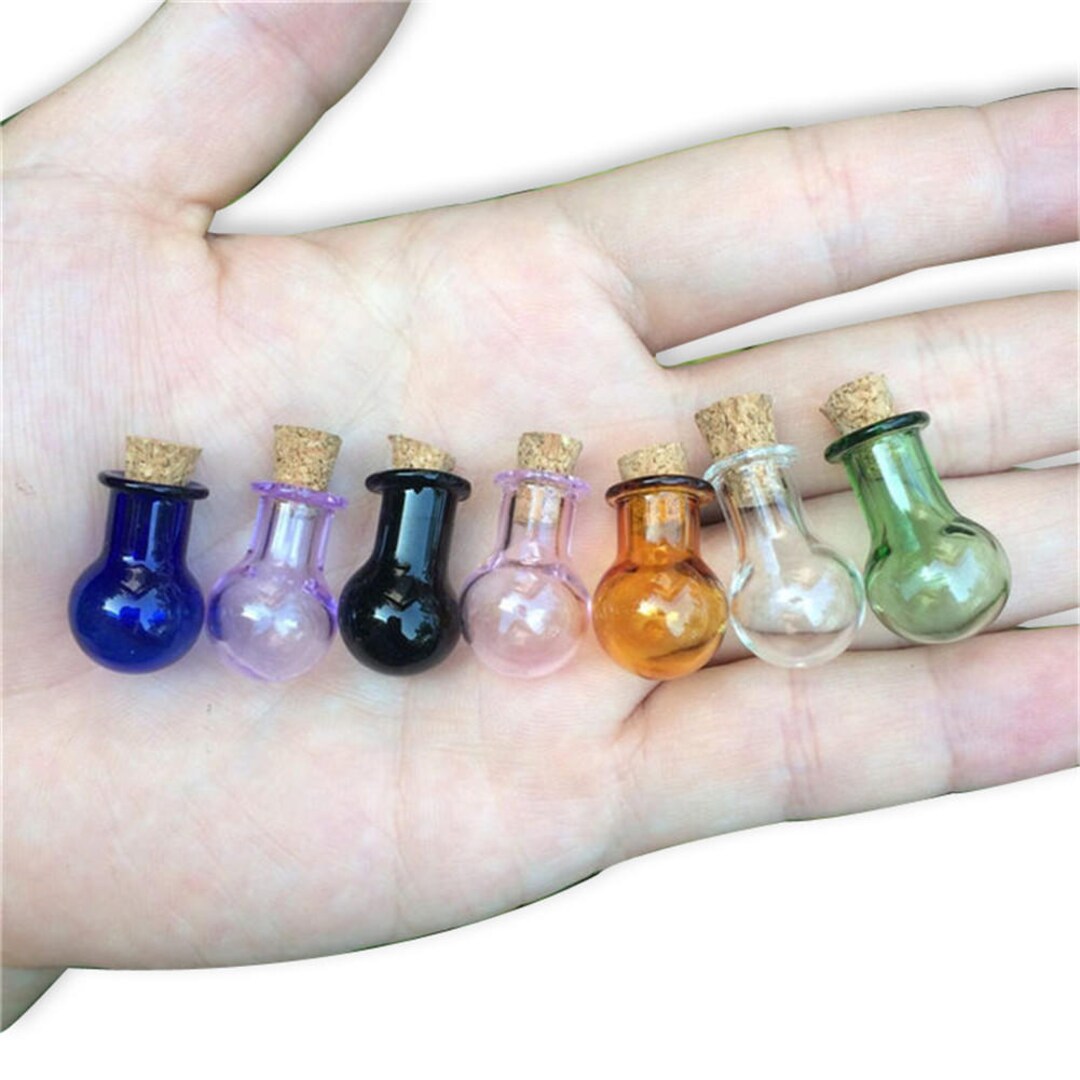 Mini Glass Bottles Ball Shape Cute Bottles With Cork Colors Vials Gift ...
