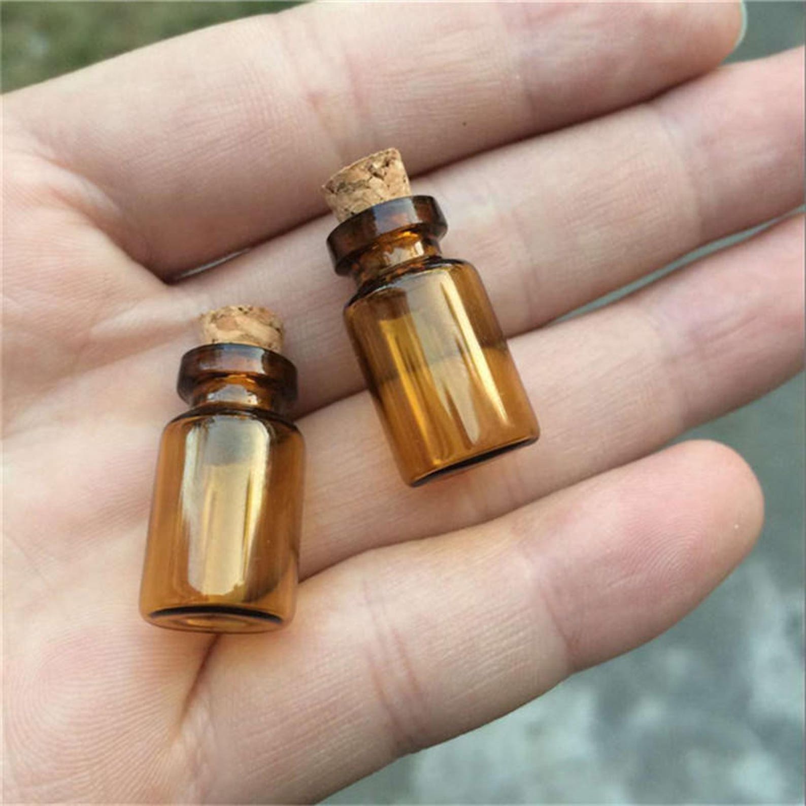 100pcs 13x24x6mm 1ml Mini Amber Glass Bottles With Cork Empty - Etsy