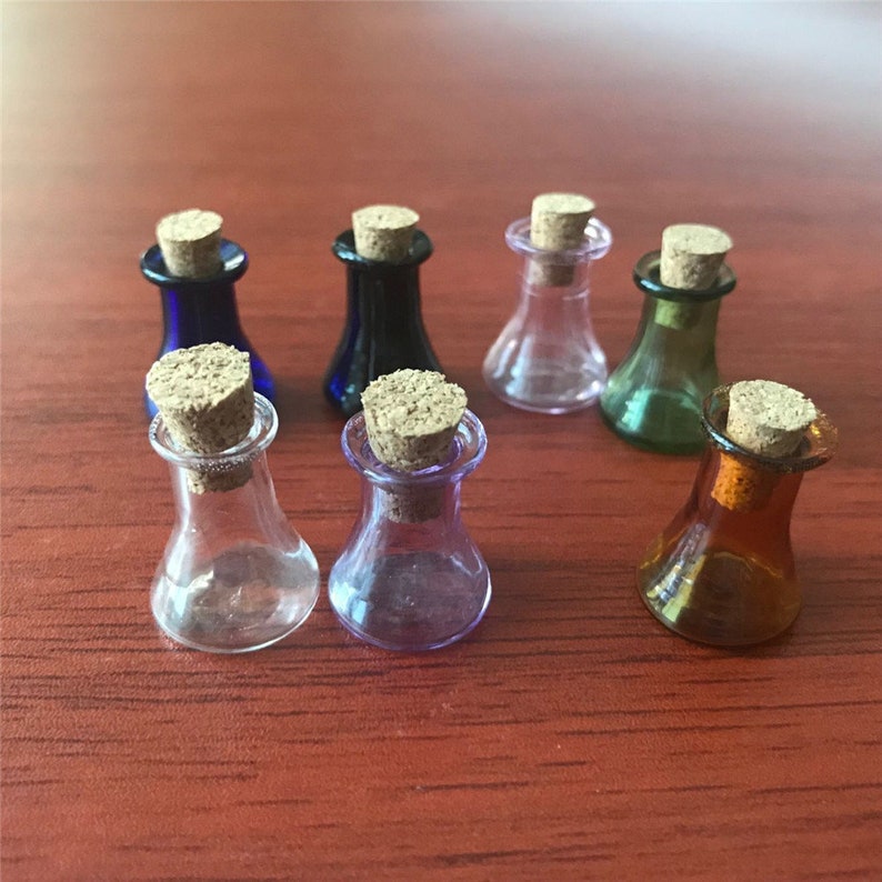 Mini Glass Color Flask Bottles Model Cute Bottles With Cork | Etsy