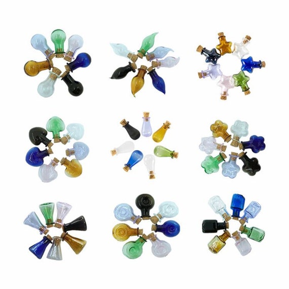 7pcs/set Mini Color Glass Bottles With Cork Miniature Vase - Etsy