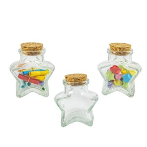 6pcs Small Star Shaped Clear Glass Storage Jar Bottle Container With ...