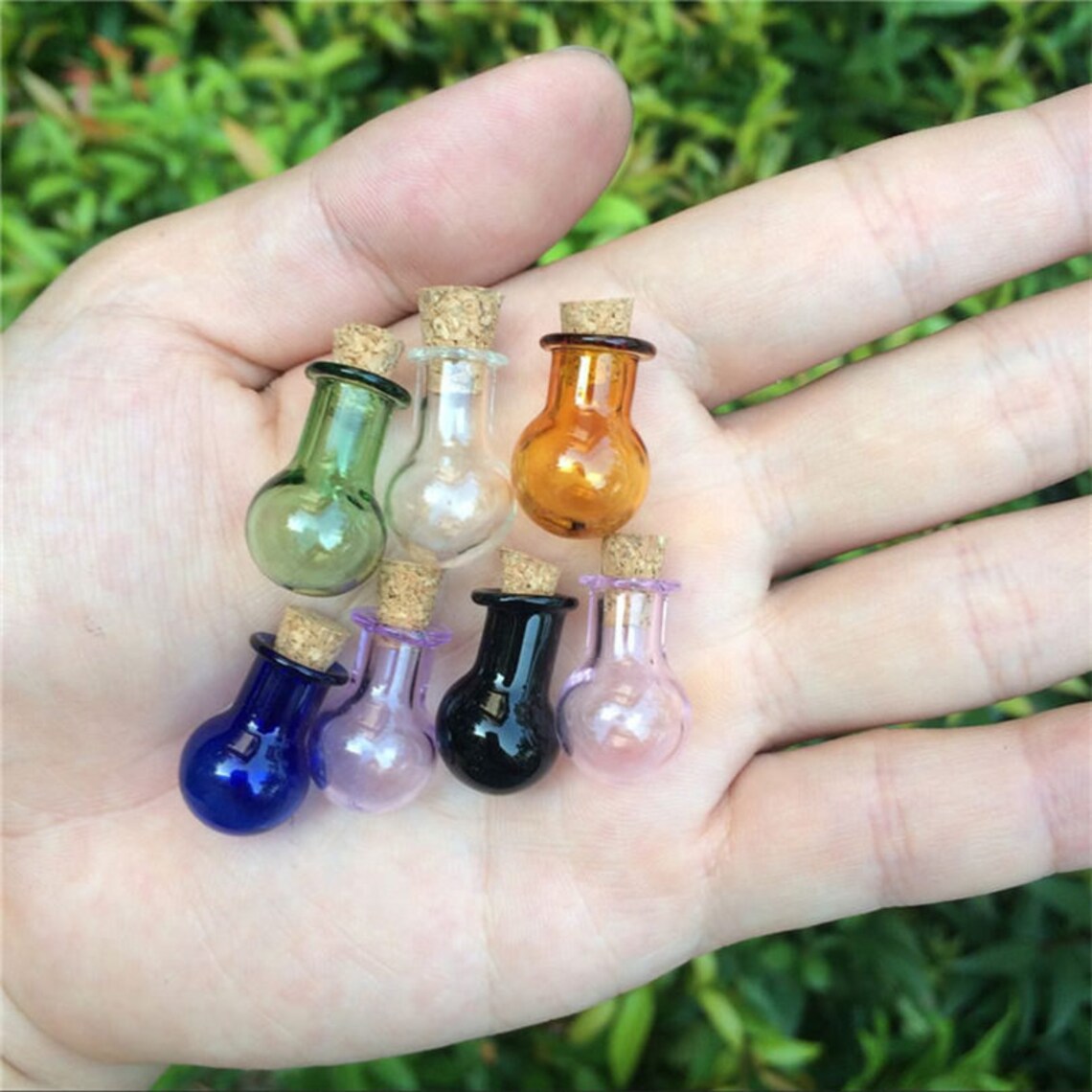 Mini Glass Bottles Ball Shape Cute Bottles With Cork Colors - Etsy