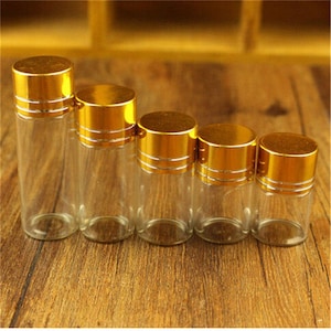 100pcs 5ml 6ml 7ml 10ml 14ml Mini Glass Bottles With Gold Metal Cap ...
