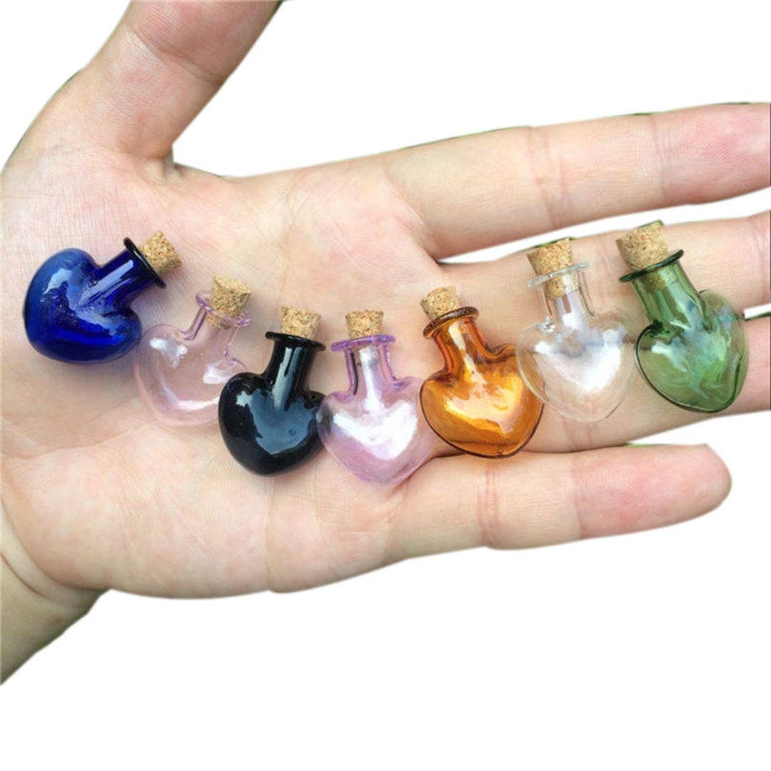 Mini Glass Pendant Bottles With Cork Little Colors Art Bottles Handmade ...