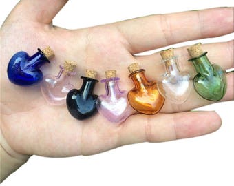 Mini Glass Bottles Ball Shape Cute Bottles With Cork Colors | Etsy