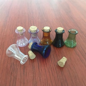 Mini Glass Color Flask Bottles Model Cute Bottles With Cork Little Flat ...