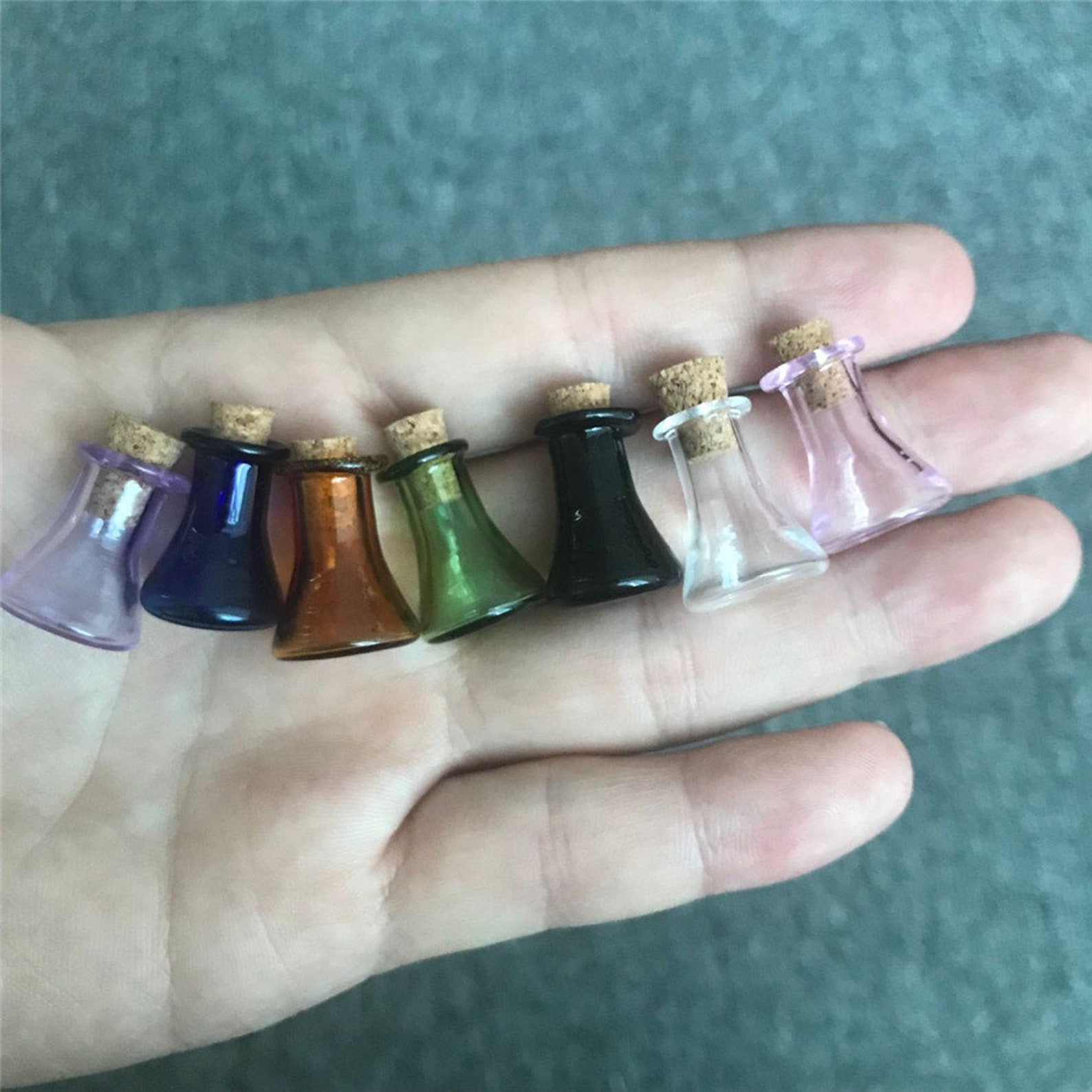 Mini Glass Color Flask Bottles Model Cute Bottles With Cork | Etsy
