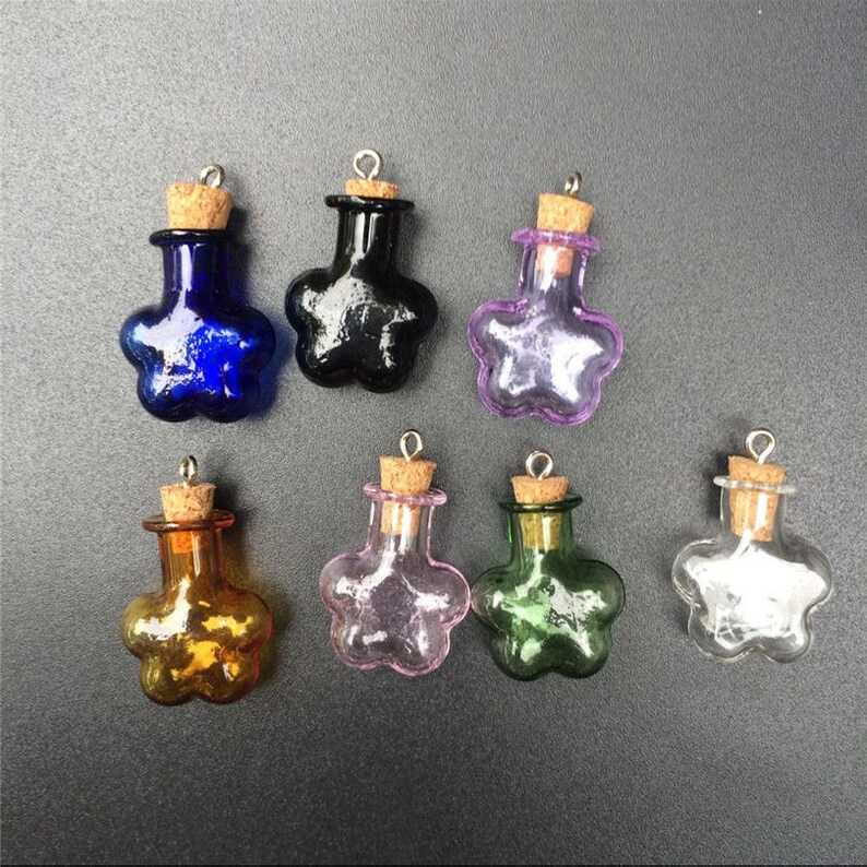 Mini Colors Bottle Pendants With Loop Flowers Cute Bottles Etsy