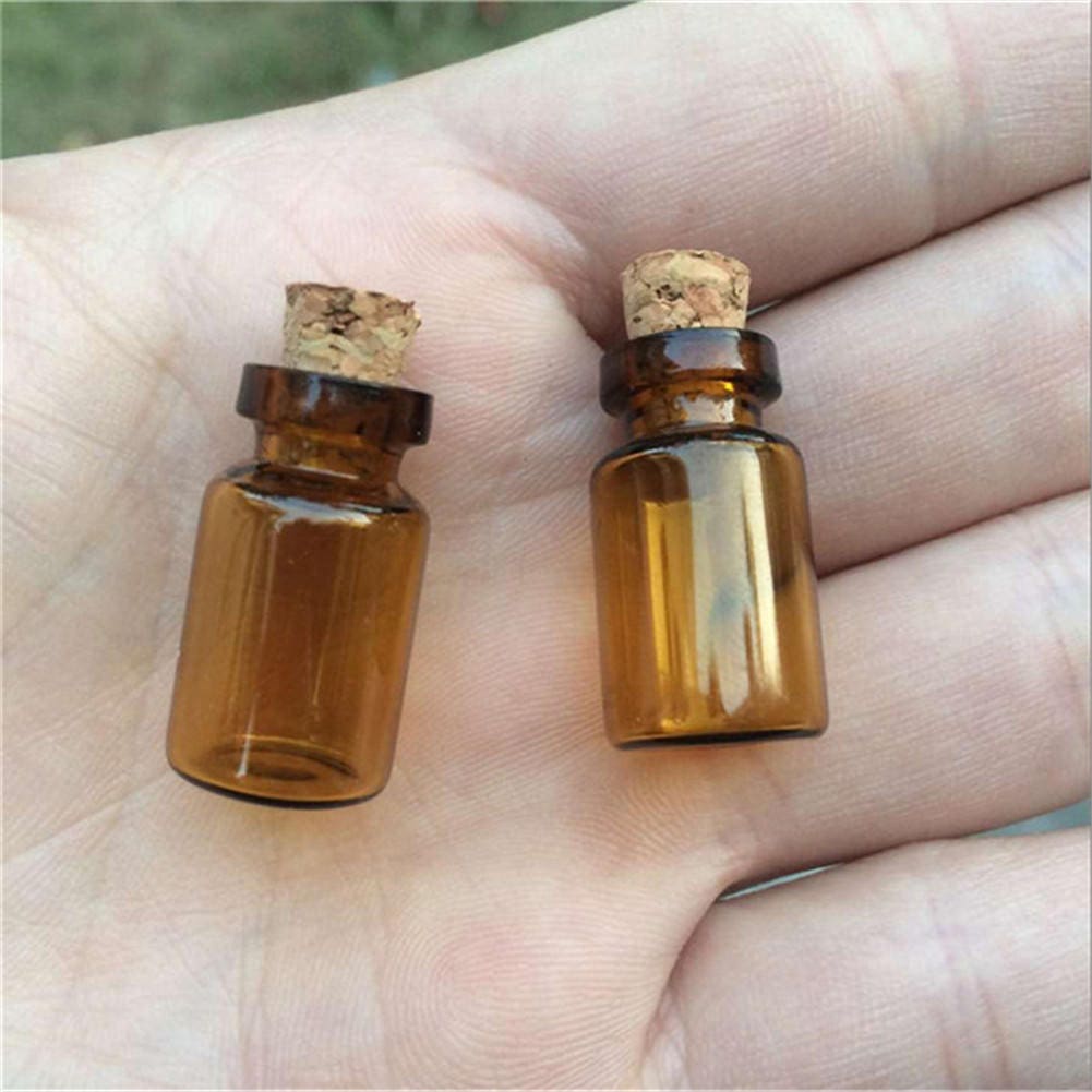 100pcs 13x24x6mm 1ml Mini Amber Glass Bottles With Cork Empty - Etsy
