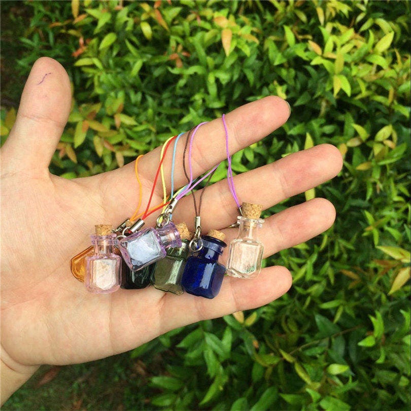 Bottles Rectangle Pendants Small Bottles With Key Chains | Etsy