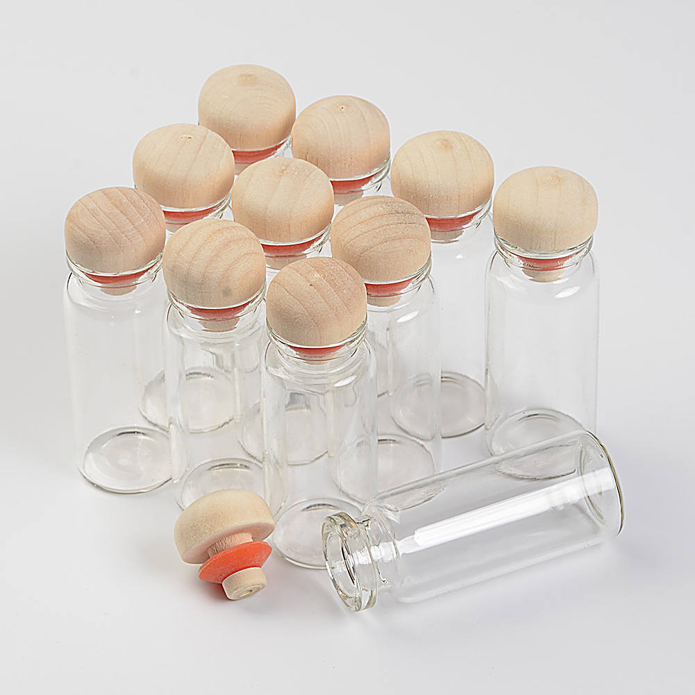 12ml 225512.5mm 100pcs Transparent Glass Jars With Hardwood - Etsy