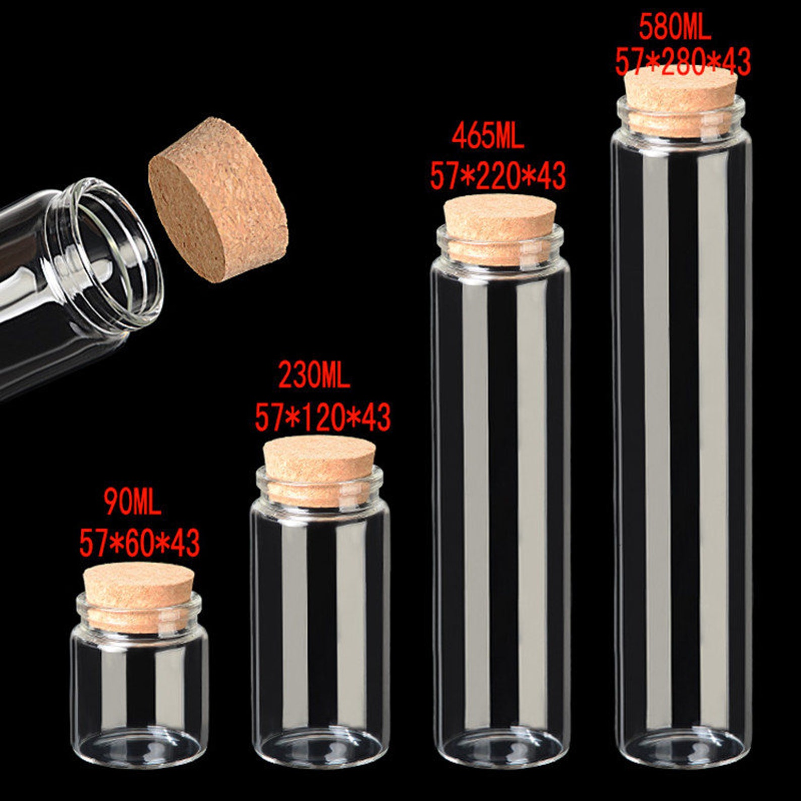 4pcs Big Glass Bottles for Storage with Corks Food Jars For | Etsy