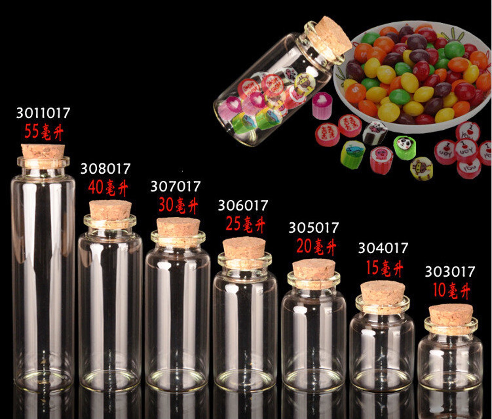 50pcs 10ml 15ml 20ml 25ml 30ml 40ml 55ml Glass Bottles With - Etsy