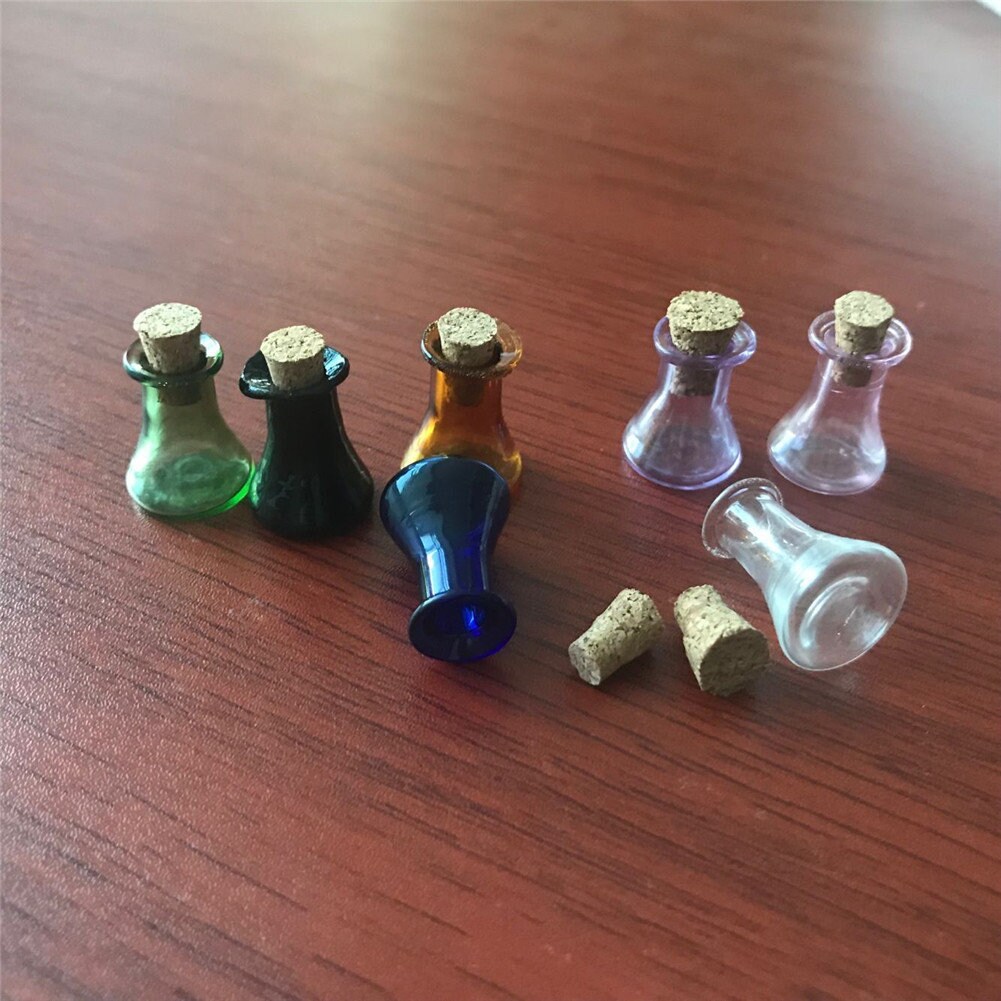 Mini Glass Color Flask Bottles Model Cute Bottles With Cork - Etsy
