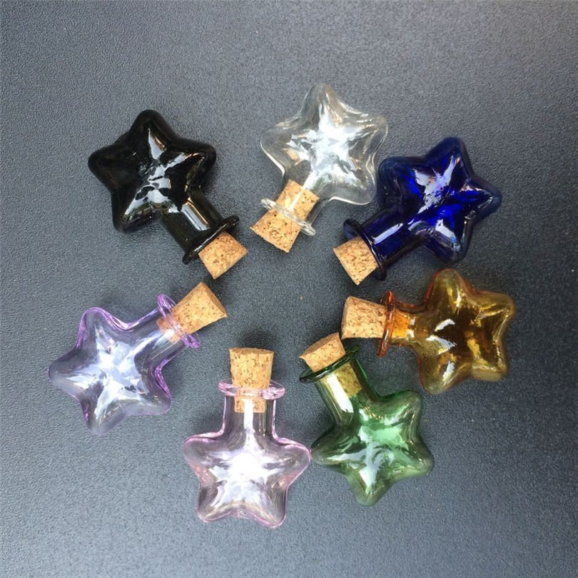 Mini Glass Bottles Star Jars With Cork Little Colors Art - Etsy