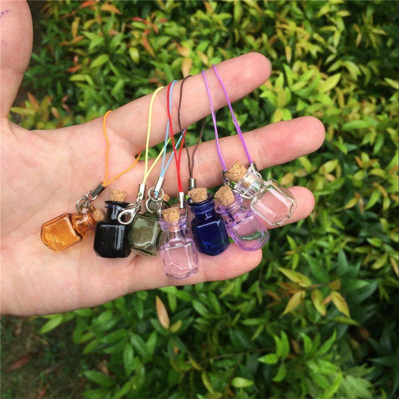 Bottles Rectangle Pendants Small Bottles With Key Chains | Etsy