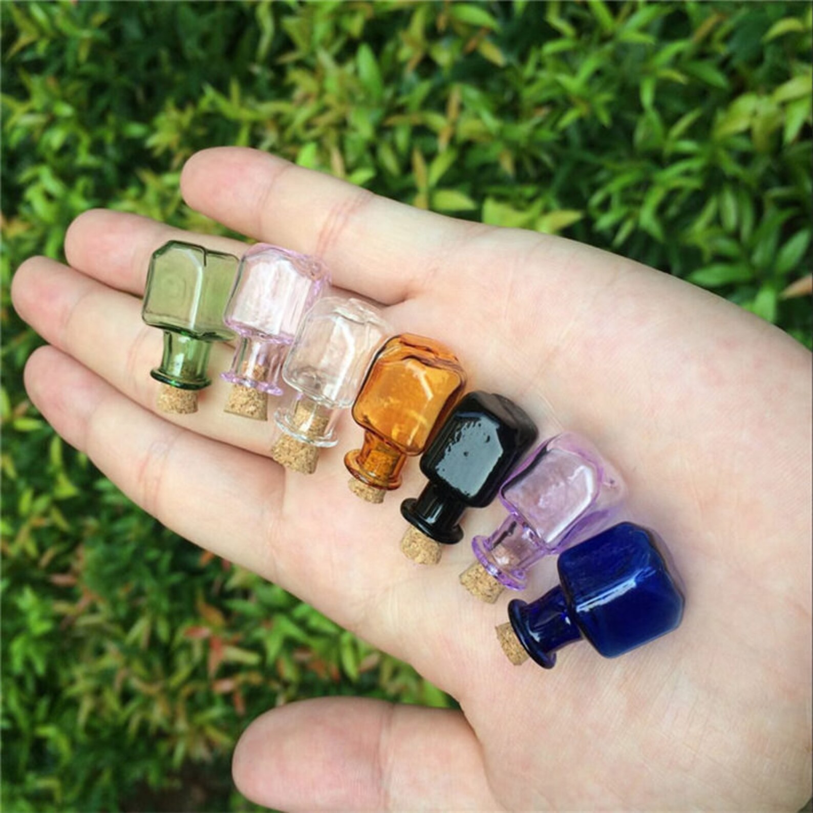 Mini Glass Bottles Rectangle Transparent Cute Bottles With Cork Little ...